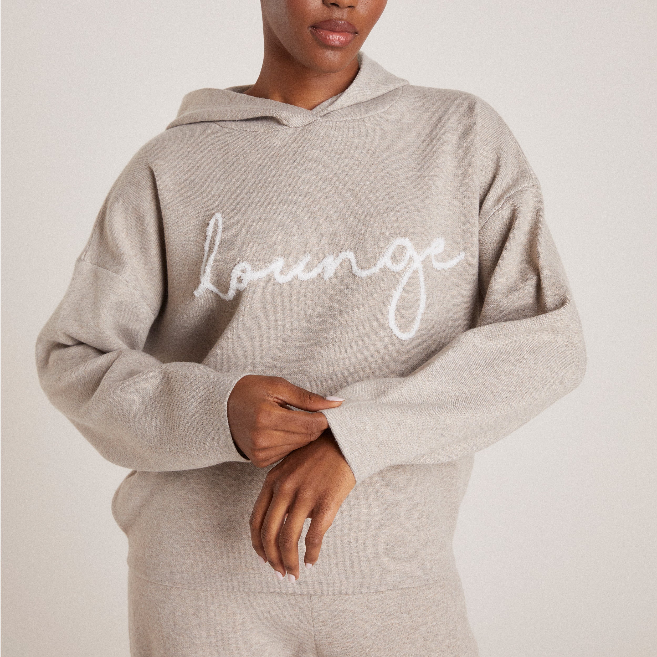 Gebreide Lounge Hoodie - Taupe Marl