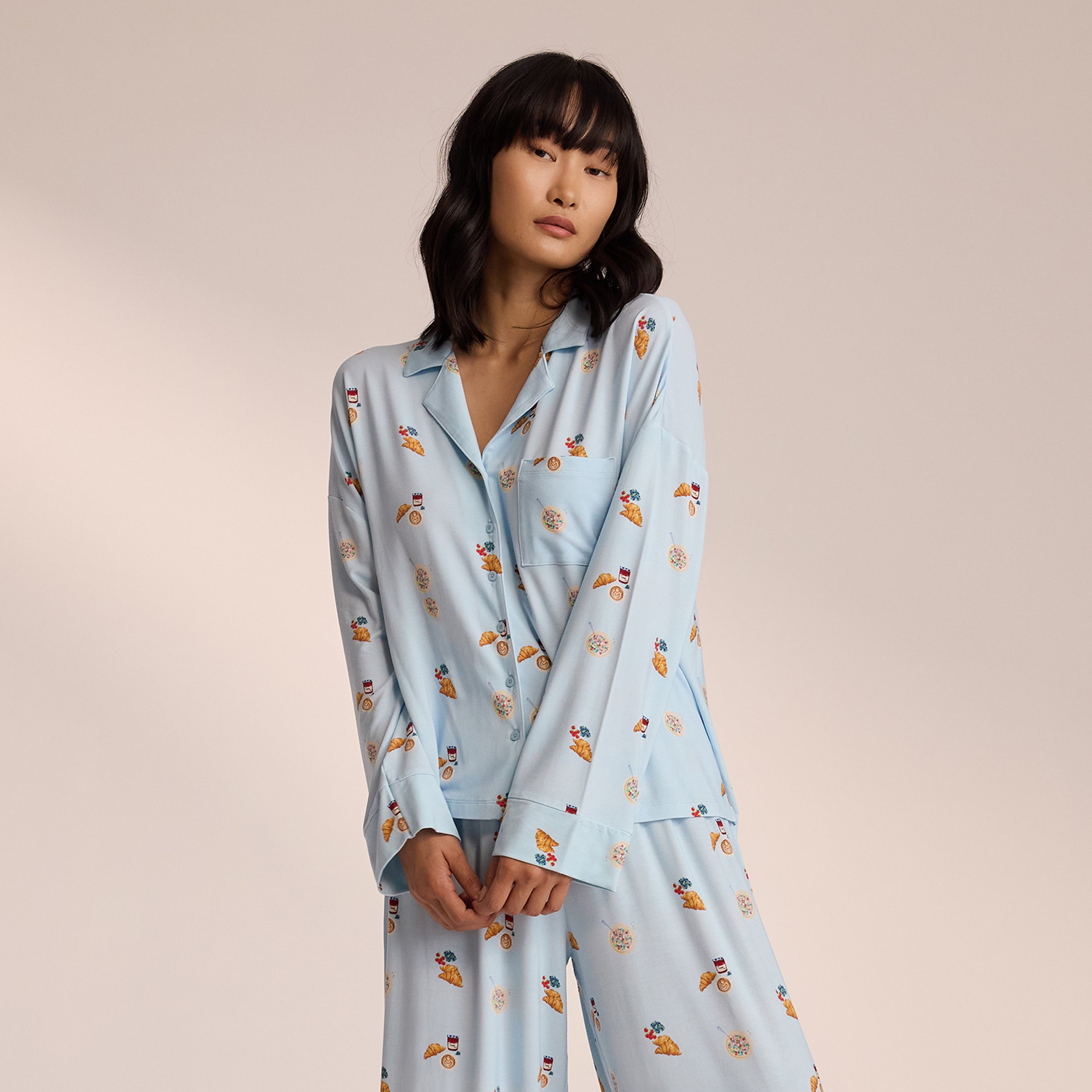 Modal Pyjamashirt - Blauw